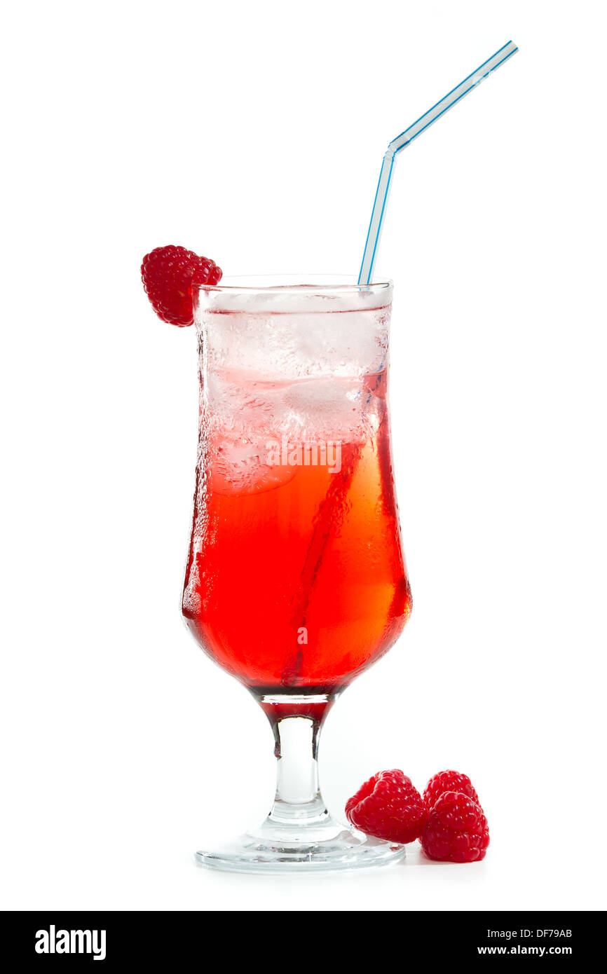 fresh raspberry cocktail isolated on a white background Stock Photo - Alamy