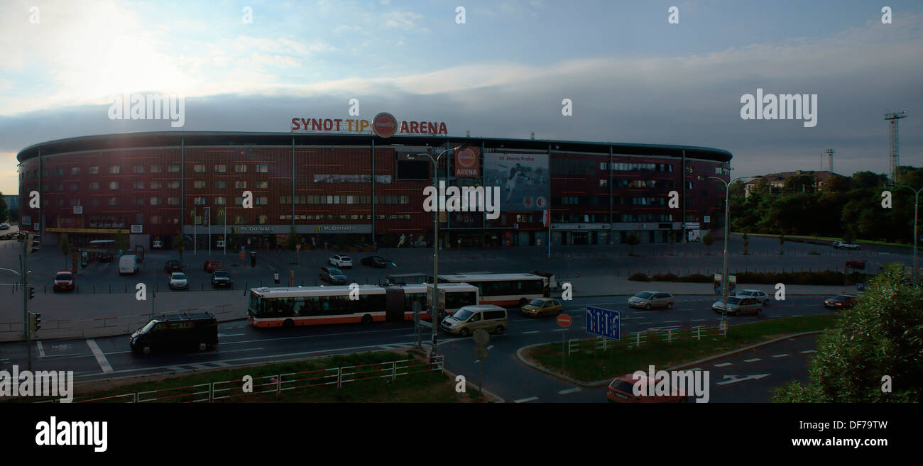SK Slavia Prague, Stadium Eden, logo Synot Tip Arena Stock Photo - Alamy