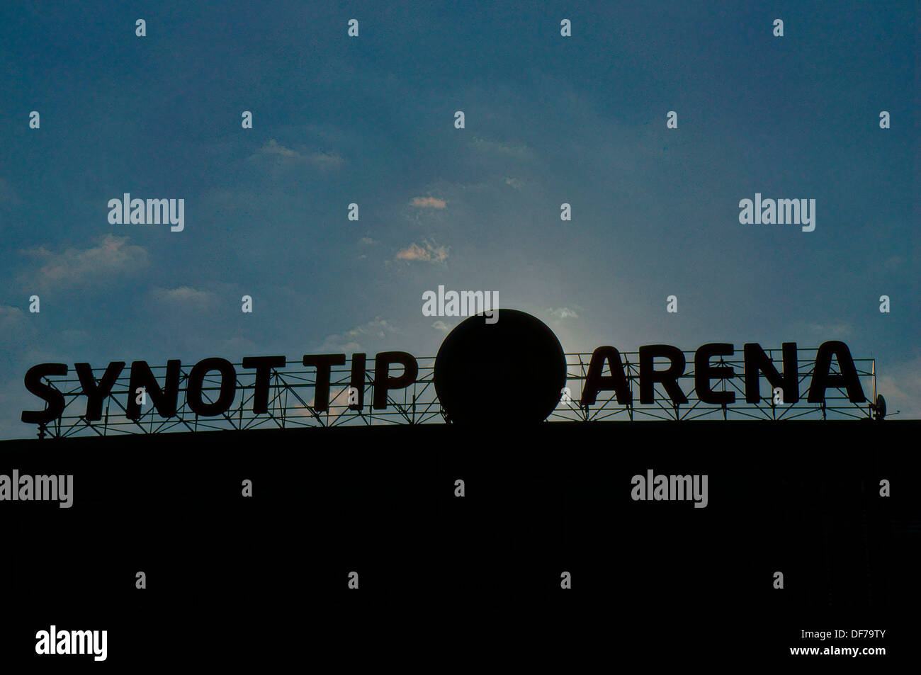 SK Slavia Prague, Stadium Eden, logo Synot Tip Arena Stock Photo - Alamy
