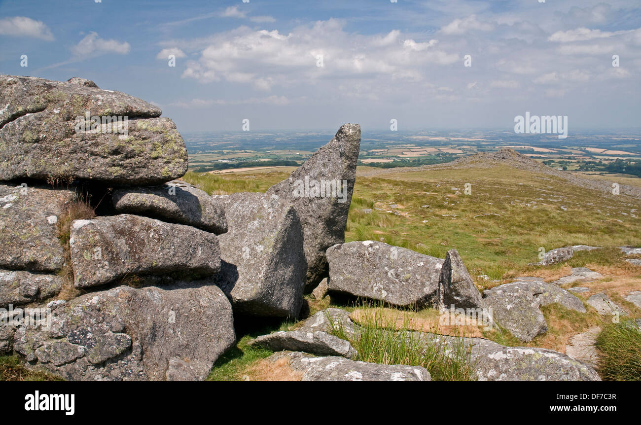 Attractive landscape on Belstone Tor, Dartmoor, looking north Stock ...