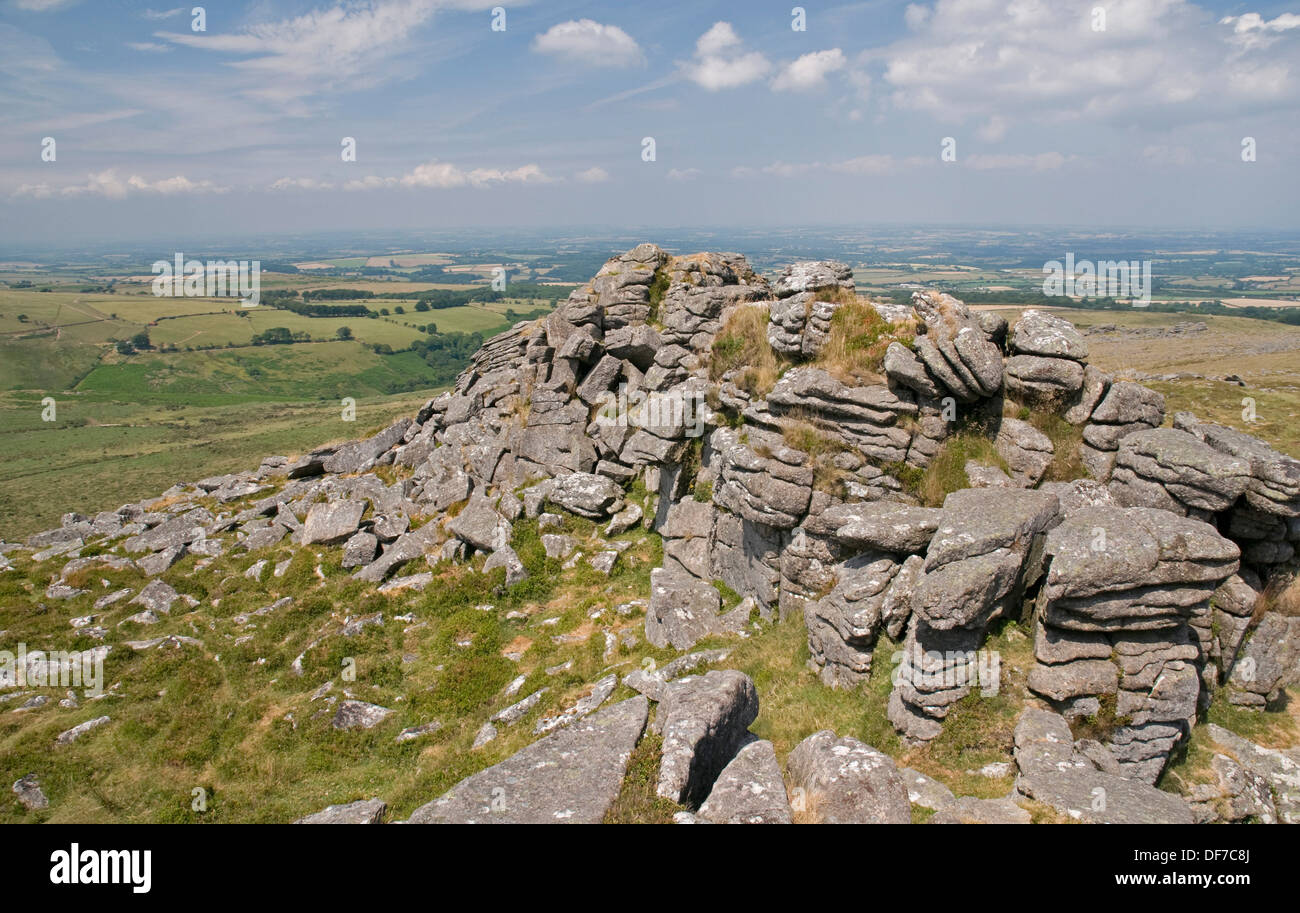 Attractive landscape on Belstone Tor, Dartmoor, looking north Stock ...