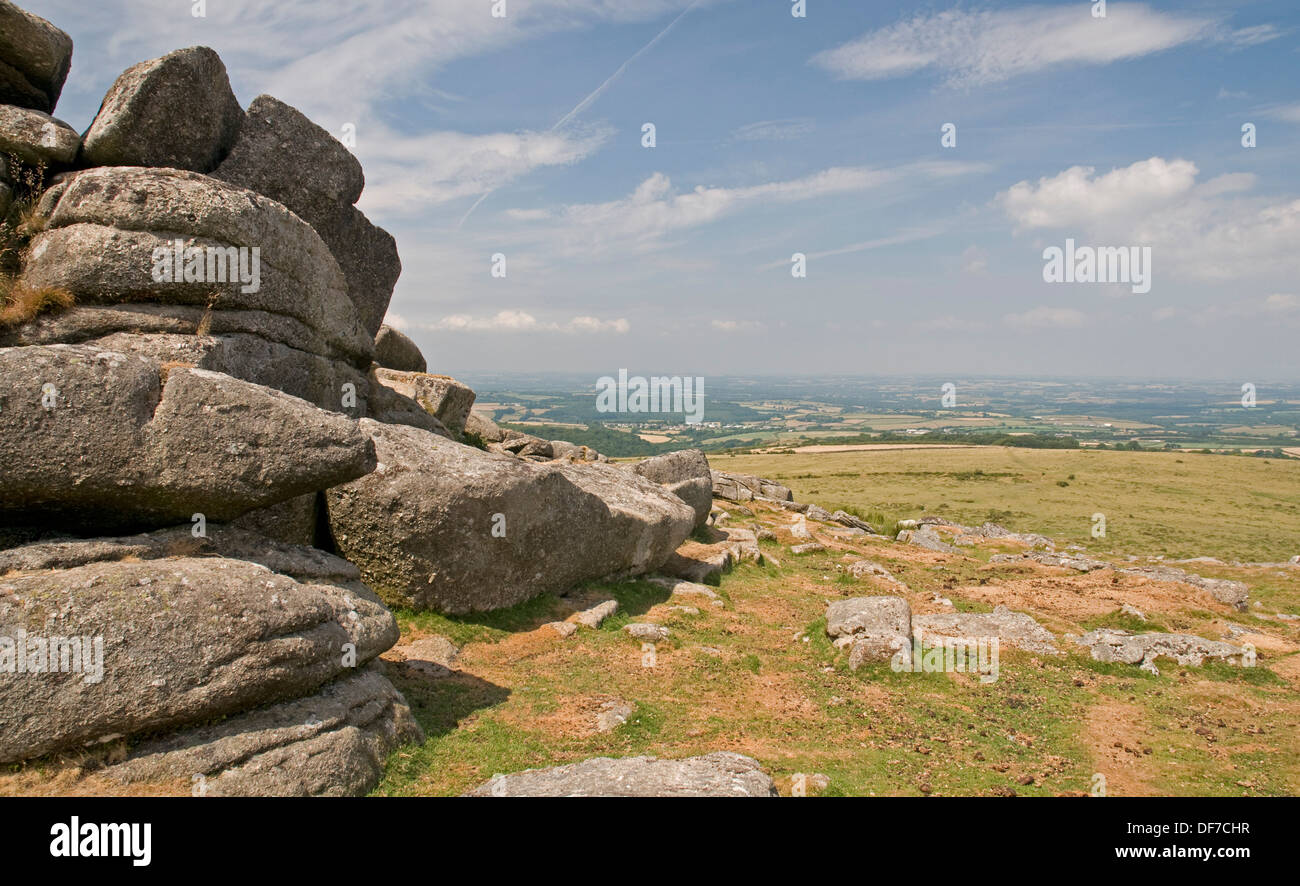 Attractive landscape on Belstone Tor, Dartmoor, looking north Stock ...