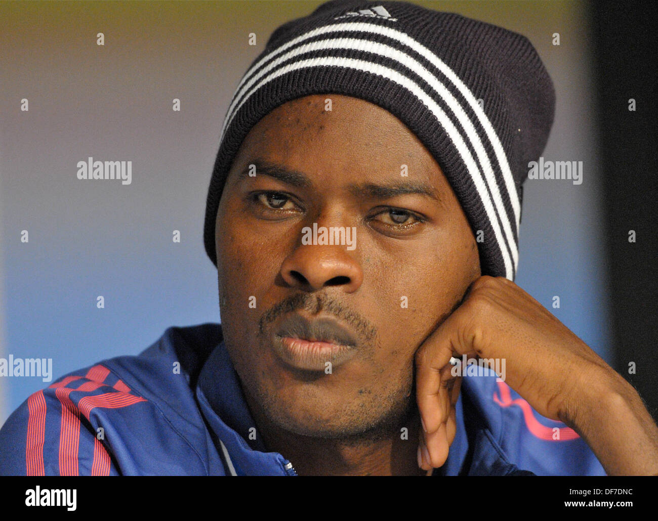 World record holder Patrick Makau from Kenya takes part in the press ...