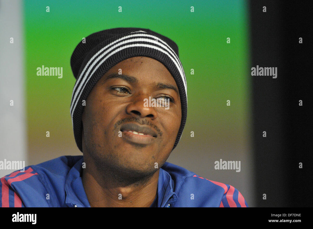 World record holder Patrick Makau from Kenya takes part in the press ...