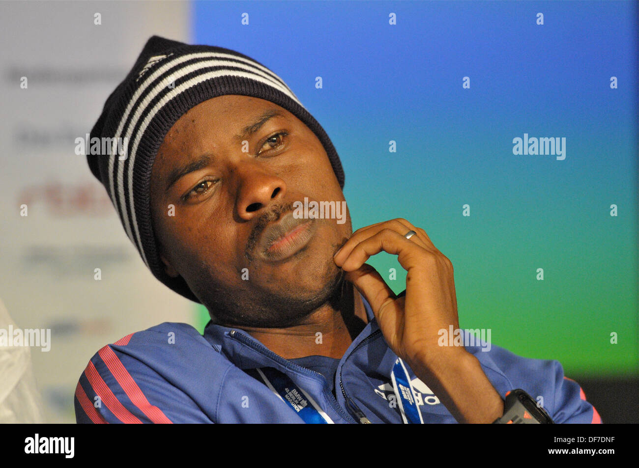 World record holder Patrick Makau from Kenya takes part in the press ...