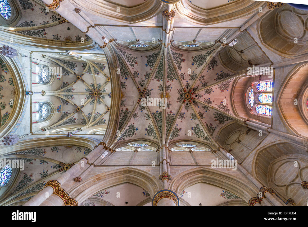 Gothic cross vault with floral frescoes in the Church of Our Lady ...