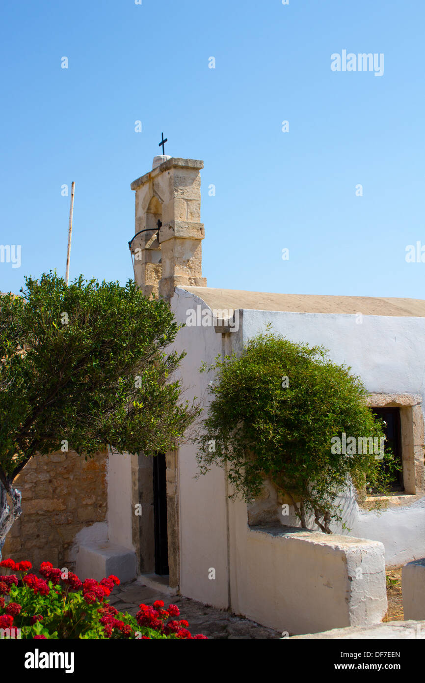 Greek Orthodox church at the ancient city of Aptera in western Crete ...