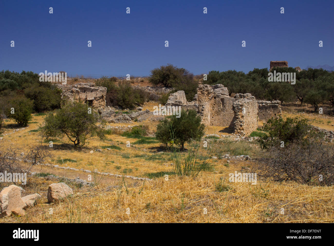 Roman ruins at the ancient city of Aptera in western Crete Stock Photo ...