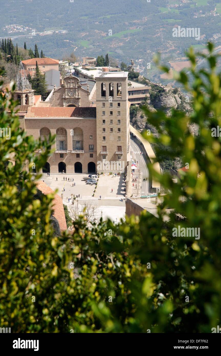 View of the main building of the sanctuary of Montserrat, religious ...