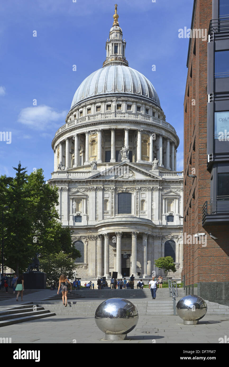 St Pauls Cathedral Dome and two spheres placed in walkway Stock Photo ...