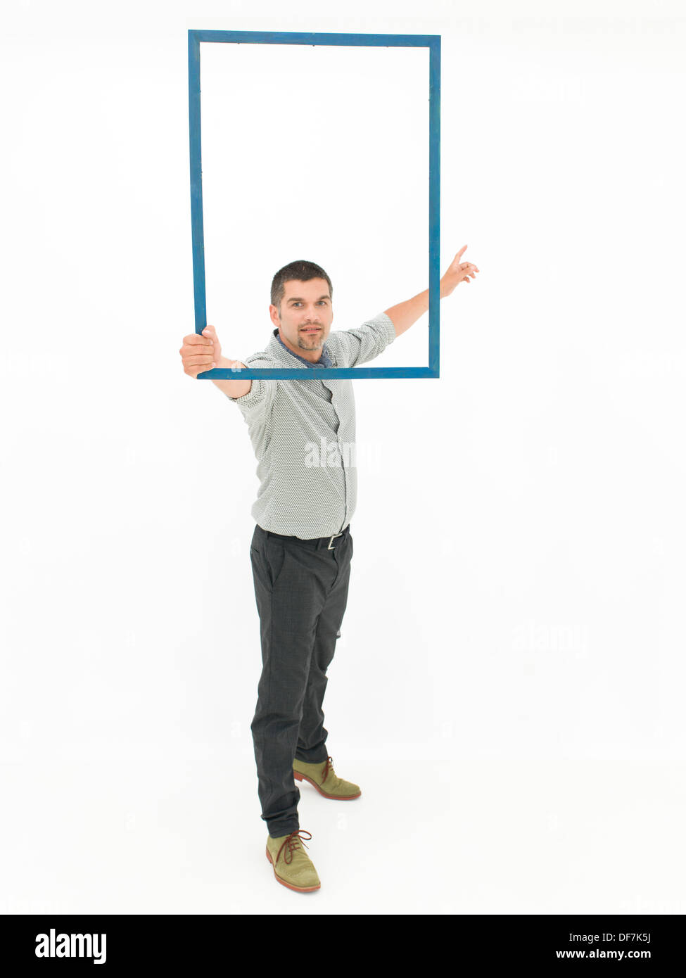 Man presenting frame hi-res stock photography and images - Alamy