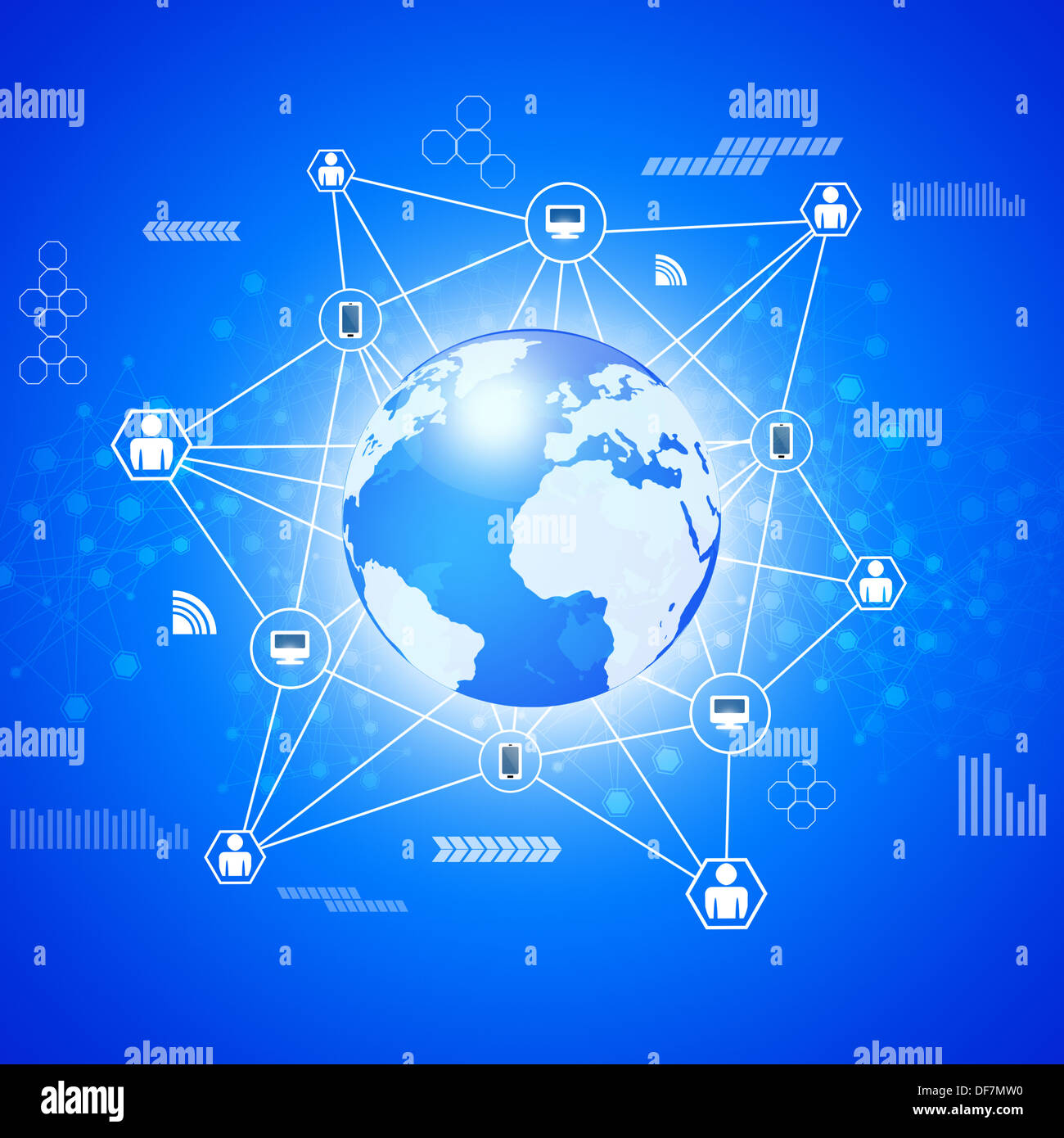 abstract net global connections concept blue background Stock Photo - Alamy
