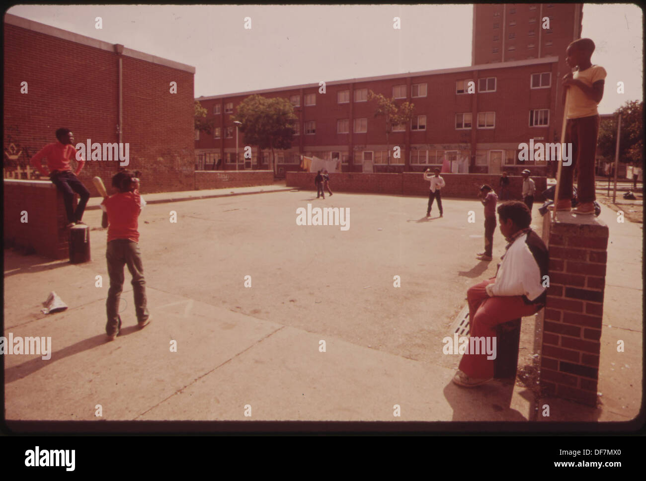 This image shows the play area of a Black housing project in North ...