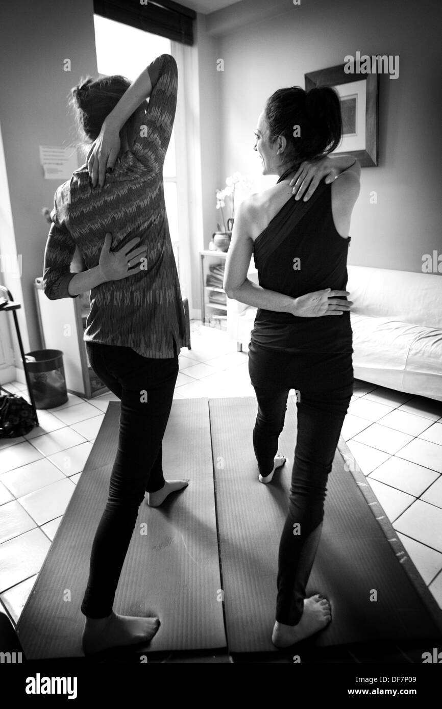 Mature woman exercise not man not child Black and White Stock Photos ...