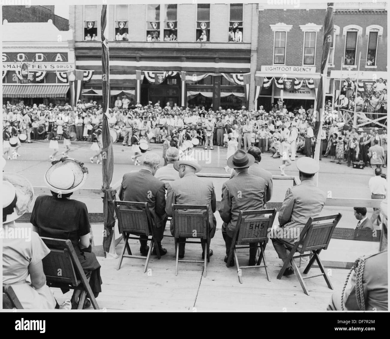 President Harry S. Truman and other dignitaries on the reviewing ...