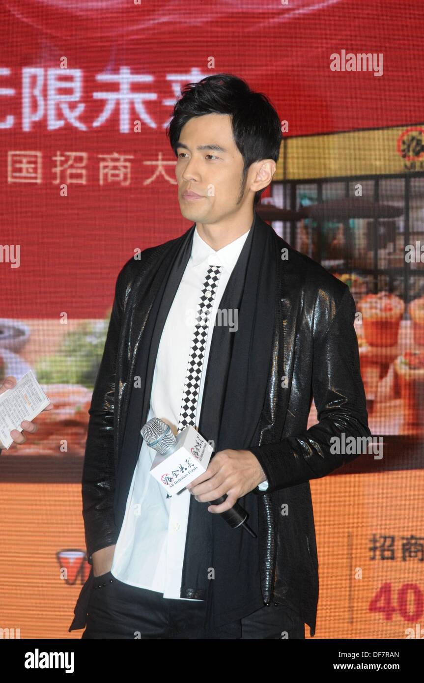 Shanghai, China. 28th Sep, 2013. Super star Jay Chou attends commercial ...