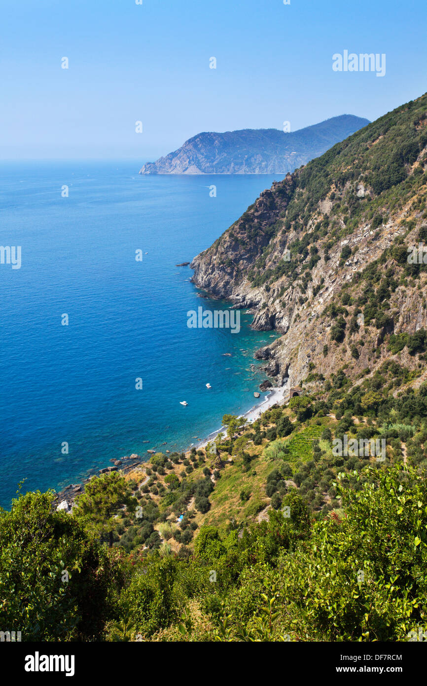 On the Cinque Terre Coastal Path above Guvano Beach between Corniglia ...