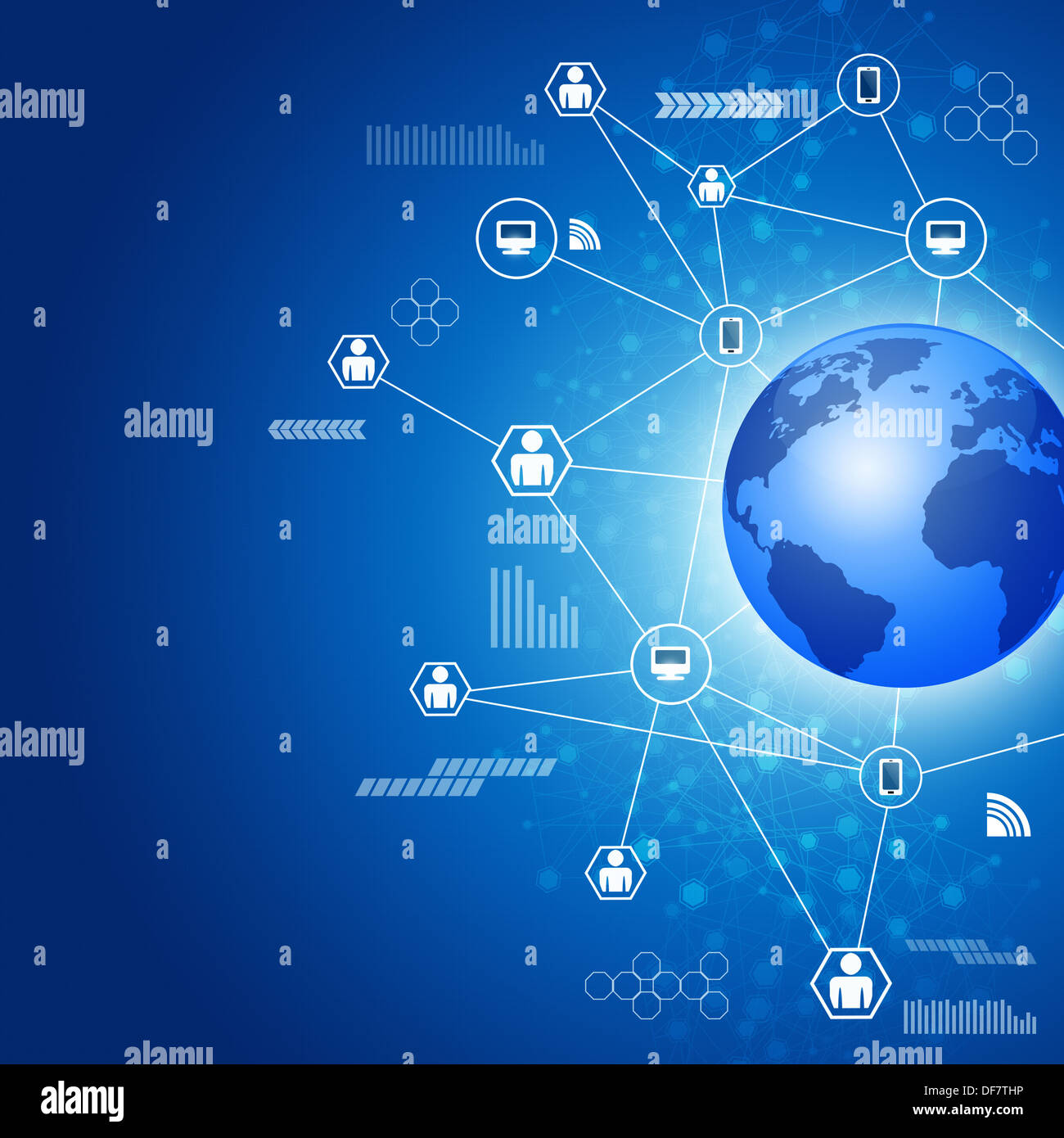 abstract net global connections concept blue background Stock Photo - Alamy