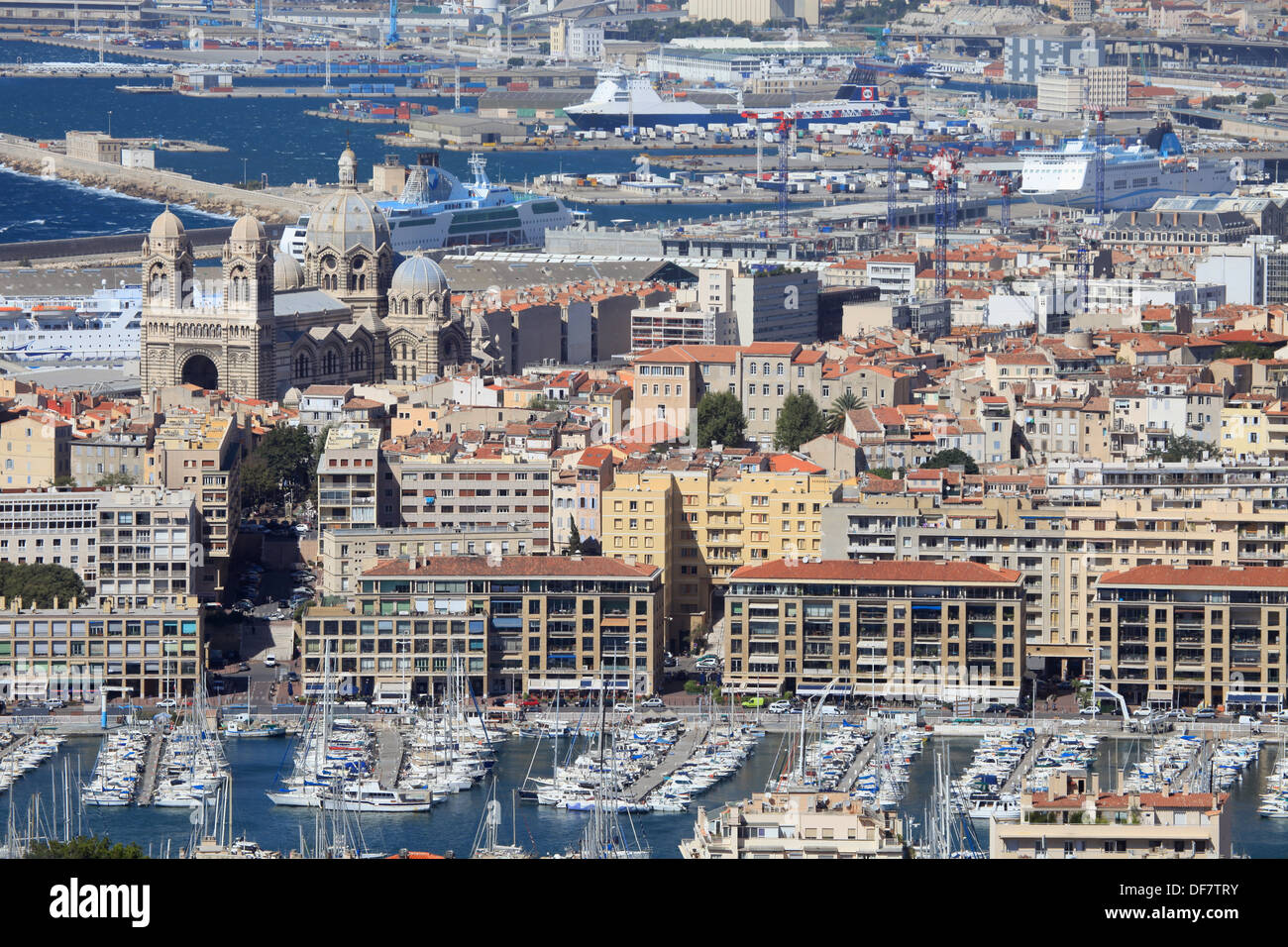 Top view above the old harbor of Marseille Stock Photo - Alamy