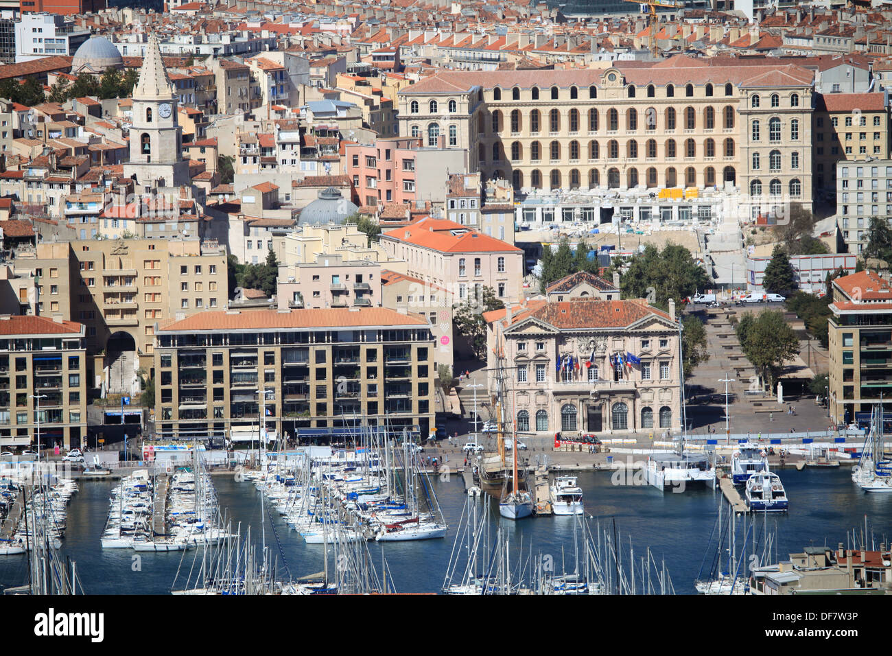 Top view above the old harbor of Marseille Stock Photo - Alamy