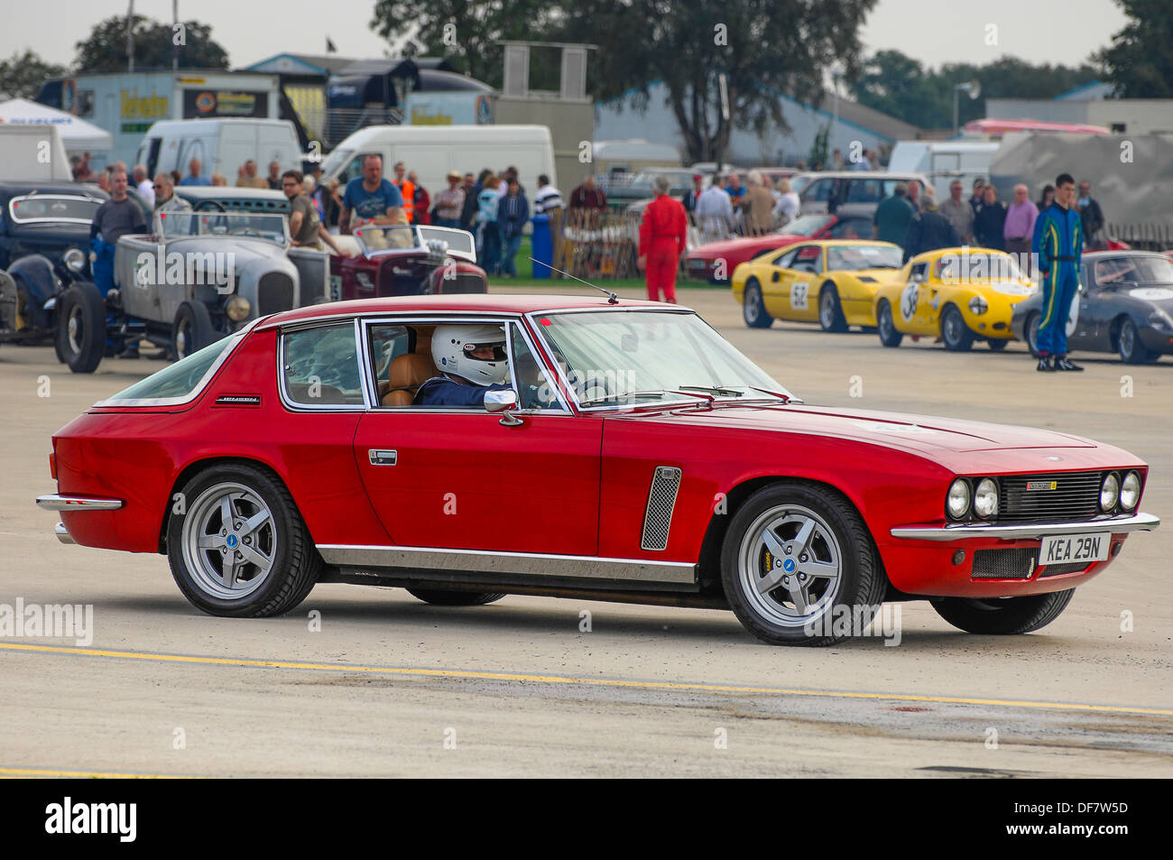 Red Jenson Interceptor classic race car racing Stock Photo - Alamy