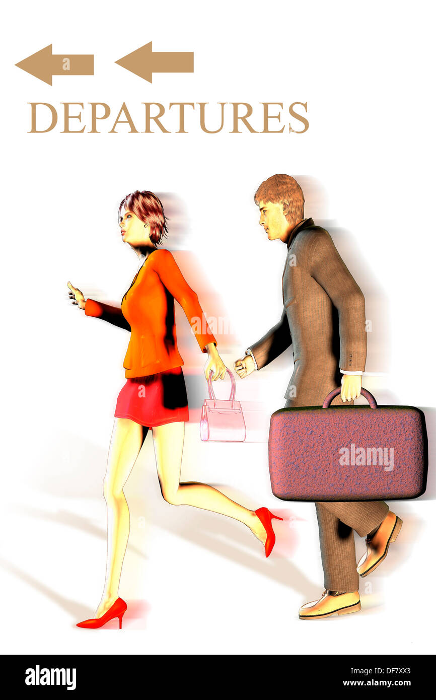 Couple running with luggage hi-res stock photography and images - Alamy