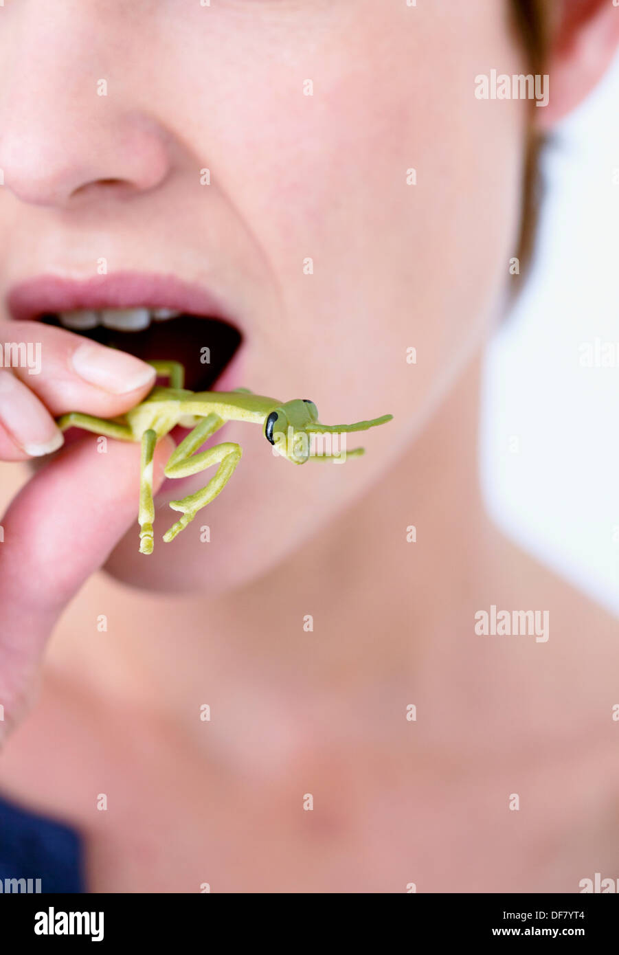 Woman eating insect closeup hi-res stock photography and images - Alamy