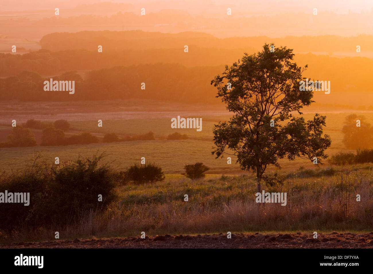 The Ancholme Valley from above the village of Bonby in North ...