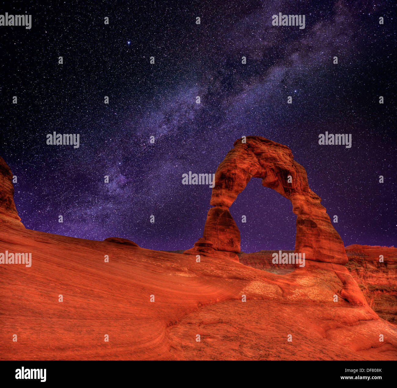 Arches National Park Delicate Arch milky way night sky in Moab Utah USA ...