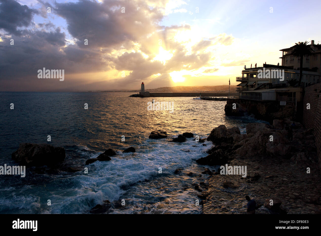 Beach sea cloudy sky sunset beach hi-res stock photography and images ...