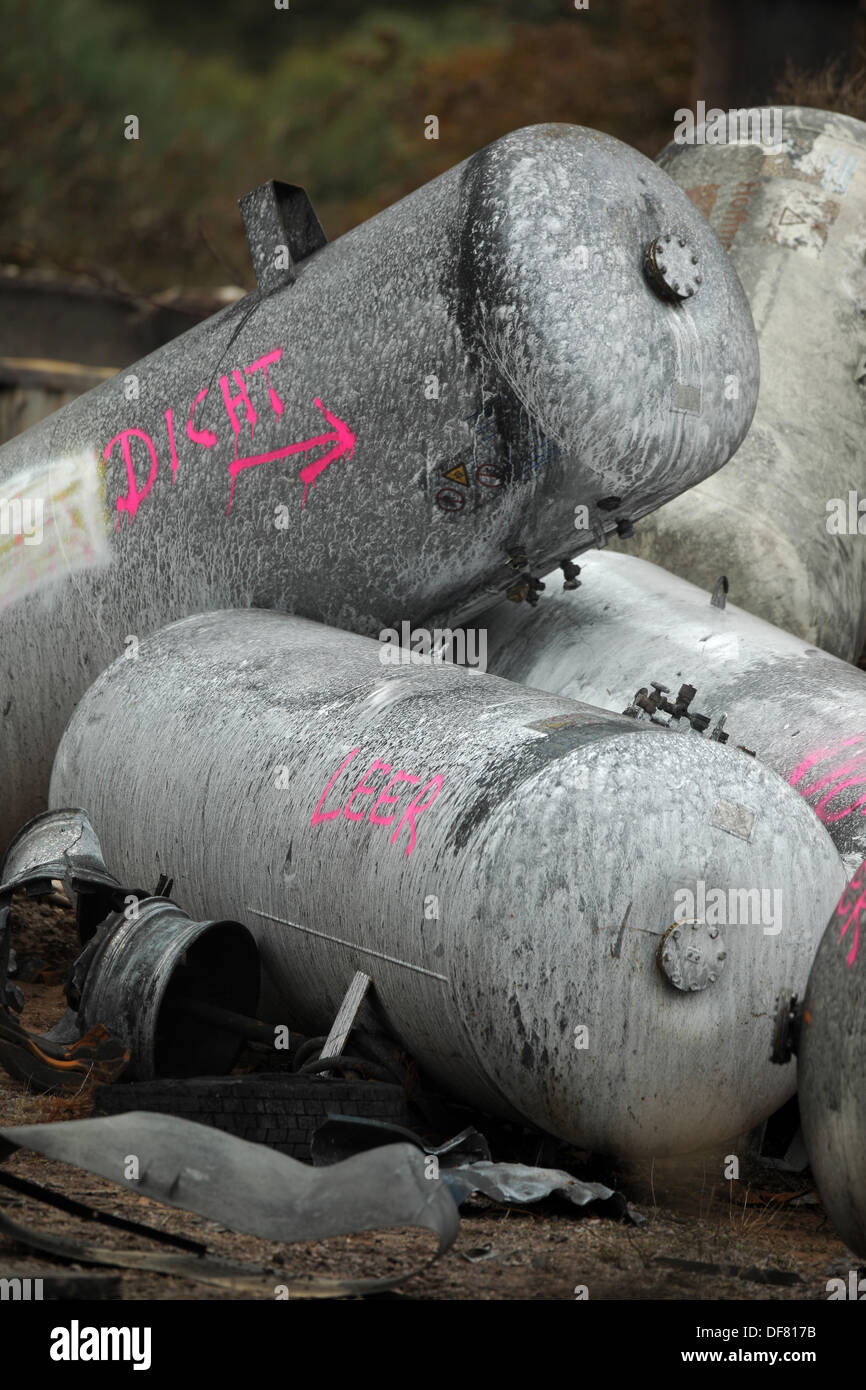 Harthausen, Germany. 30th Sep, 2013. Gas tanks are pictured after a gas ...