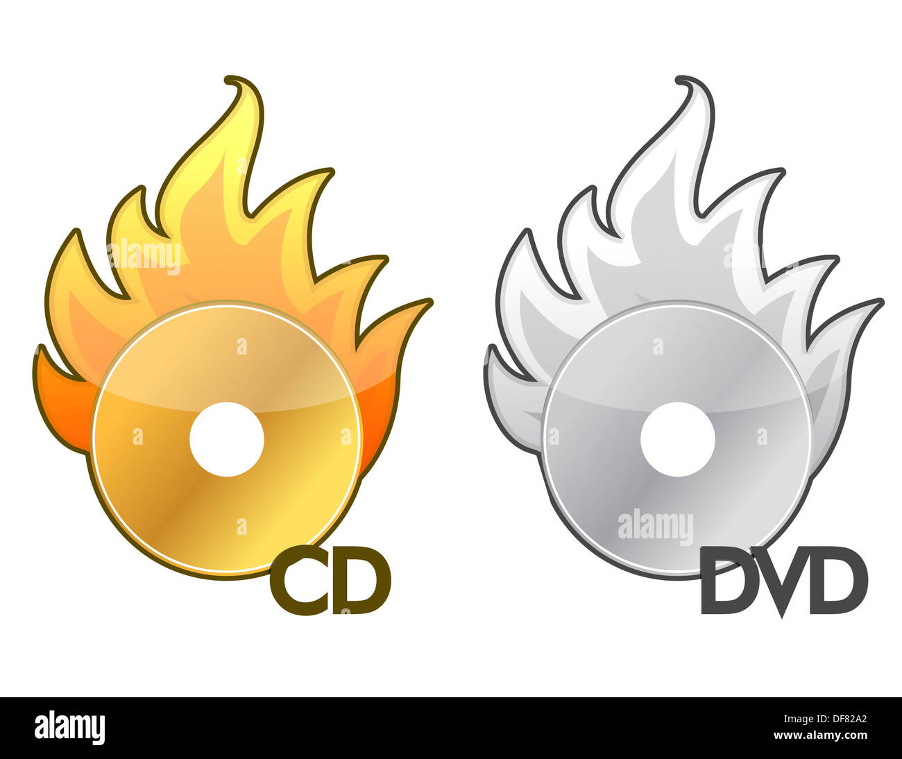 Burning CD / DVD icon over a white background Stock Photo - Alamy