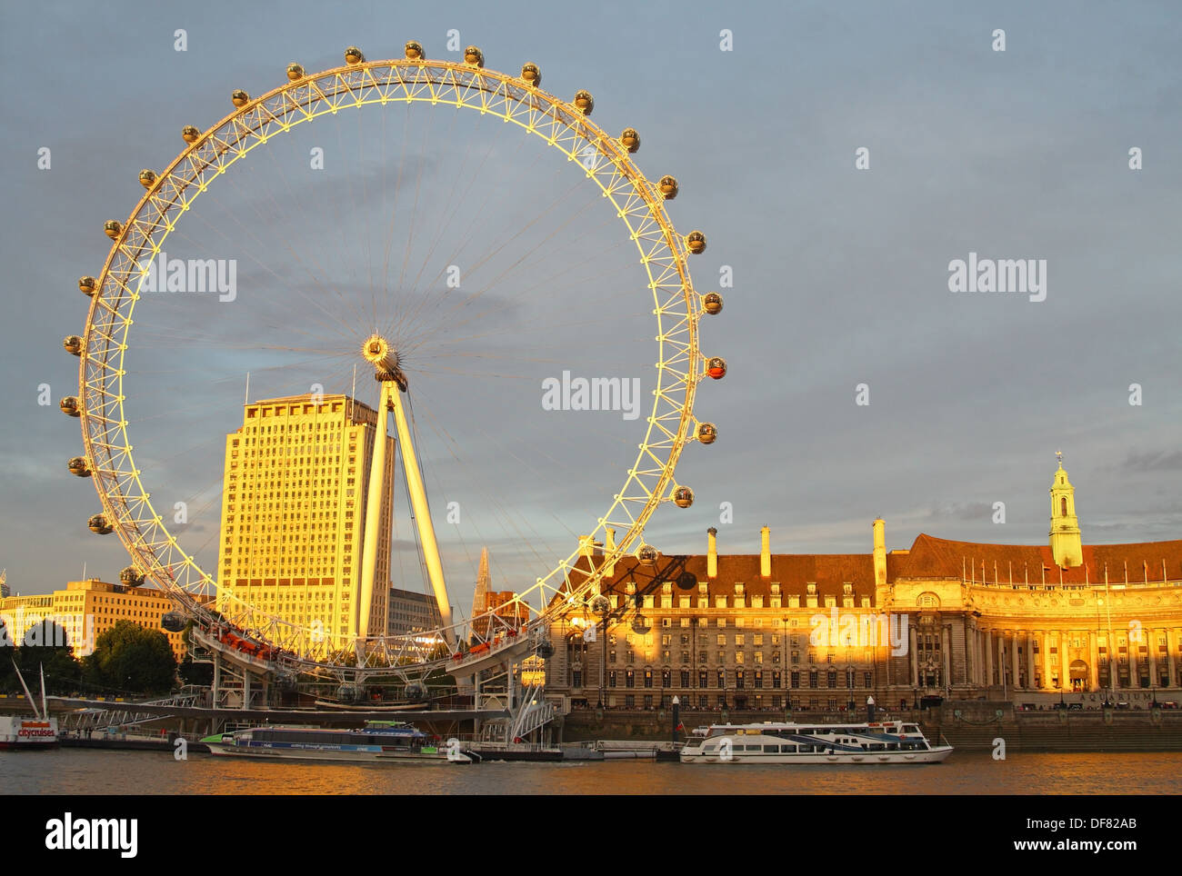 The London Eye, County Hall, Millennium Pier, River Thames and Shell ...