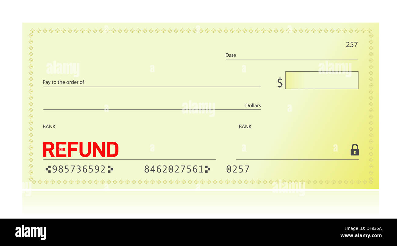 refund check illustration design on white Stock Photo - Alamy