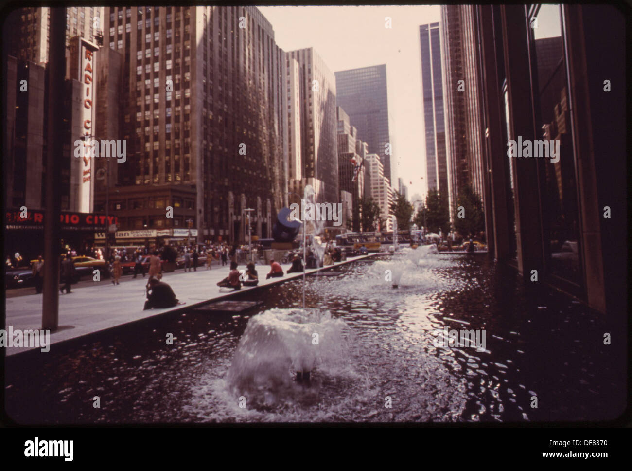A photograph of the Rockefeller Center, showcasing the 6th Avenue side ...