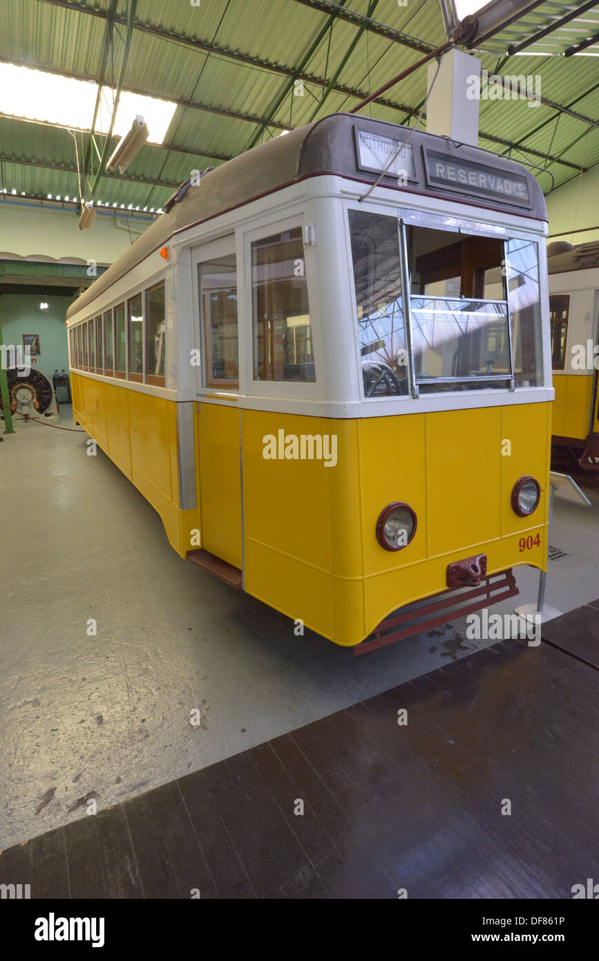 A tram in a museum in LIsbon Stock Photo - Alamy