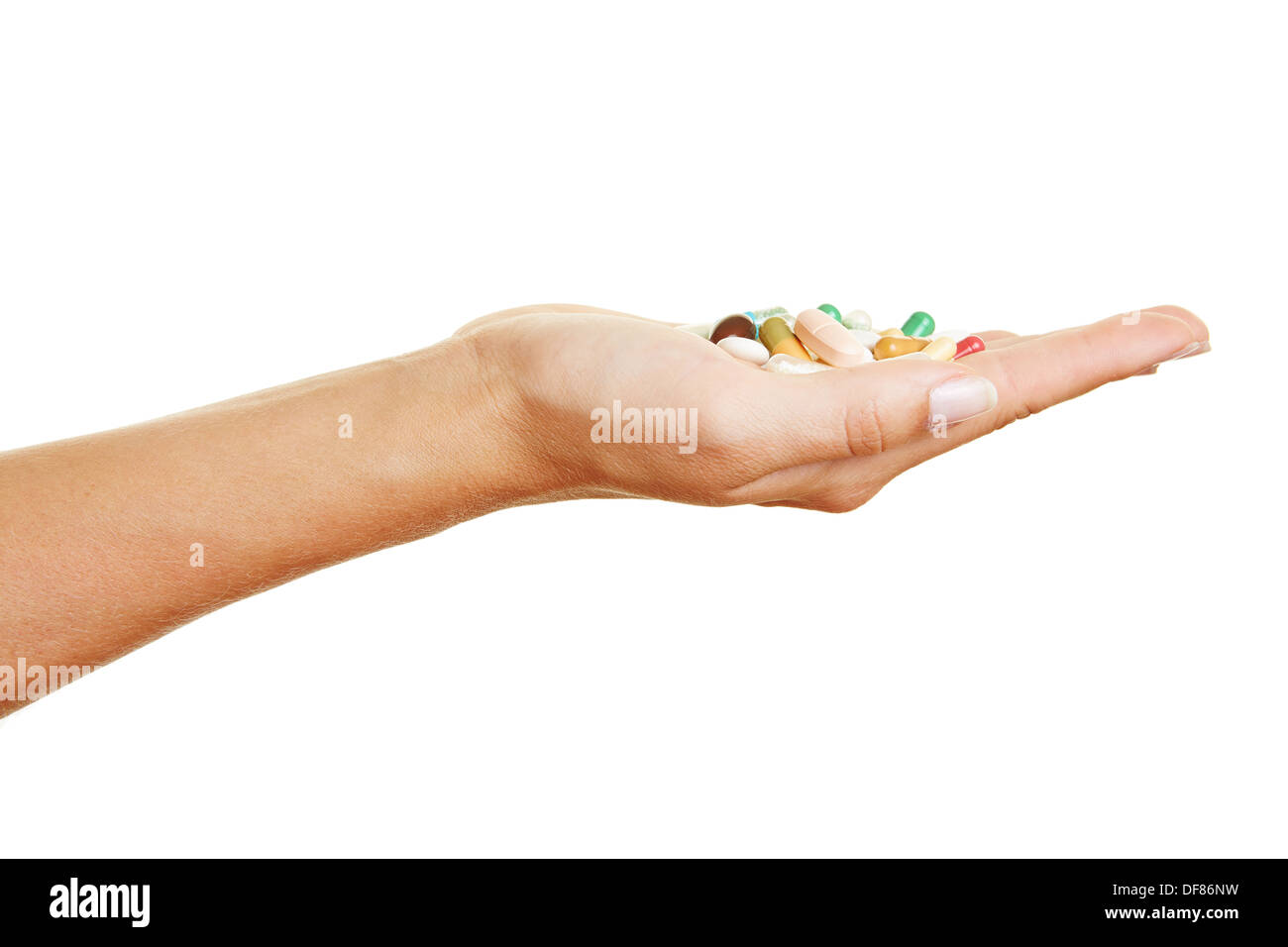 Female hand holding many different pills and drugs Stock Photo - Alamy
