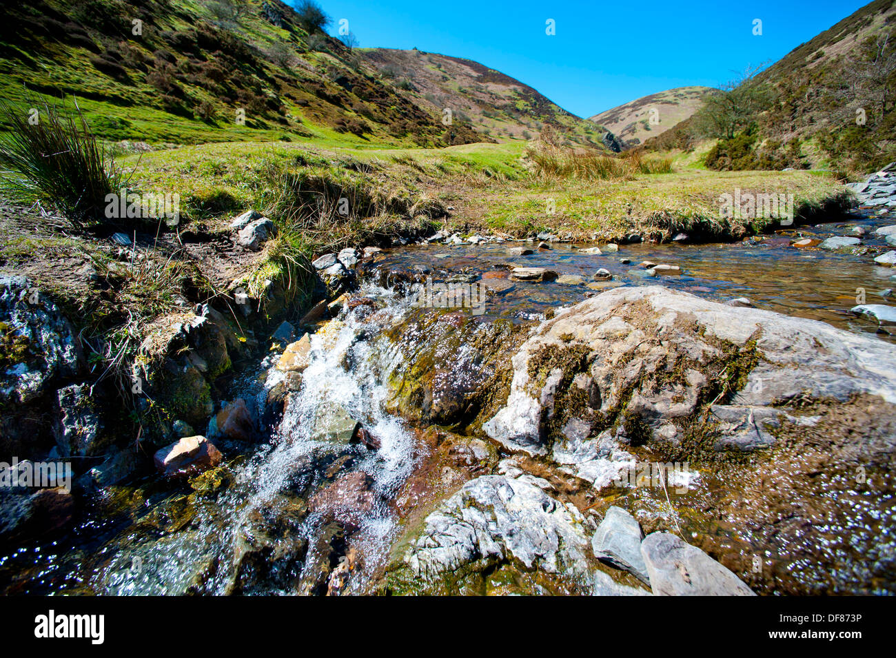 Stream running through Carding Mill Valley, Long Mynd, Church Stretton ...