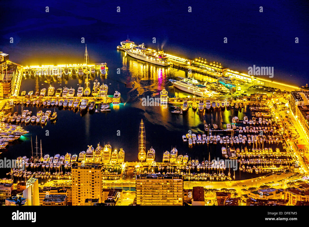 Europe, France, Principality of Monaco, Monte Carlo at night. The ...