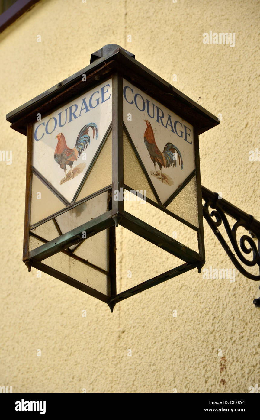 A vintage Courage Brewery lamp outside the Dartmouth Arms pub in ...