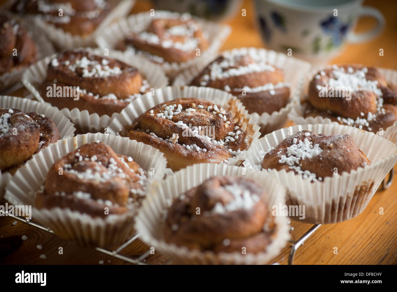 Swedish Bullar buns fresh out of the oven Stock Photo - Alamy