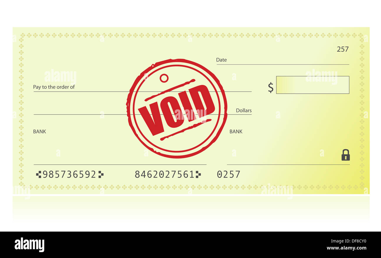 Void Bank Check illustration isolated over a white background Stock ...
