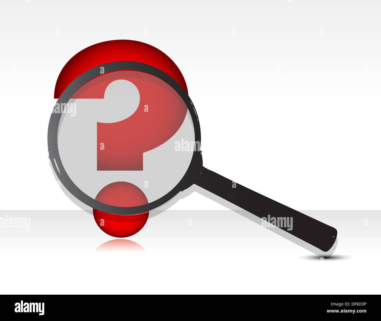 Question mark under magnifier glass illustration design Stock Photo - Alamy