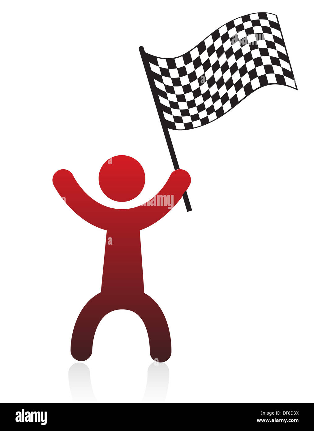 illustration of a icon man holding a black and white checkered flag ...