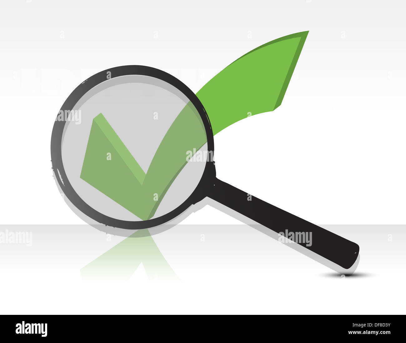 Check Mark under magnify glass illustration design Stock Photo - Alamy