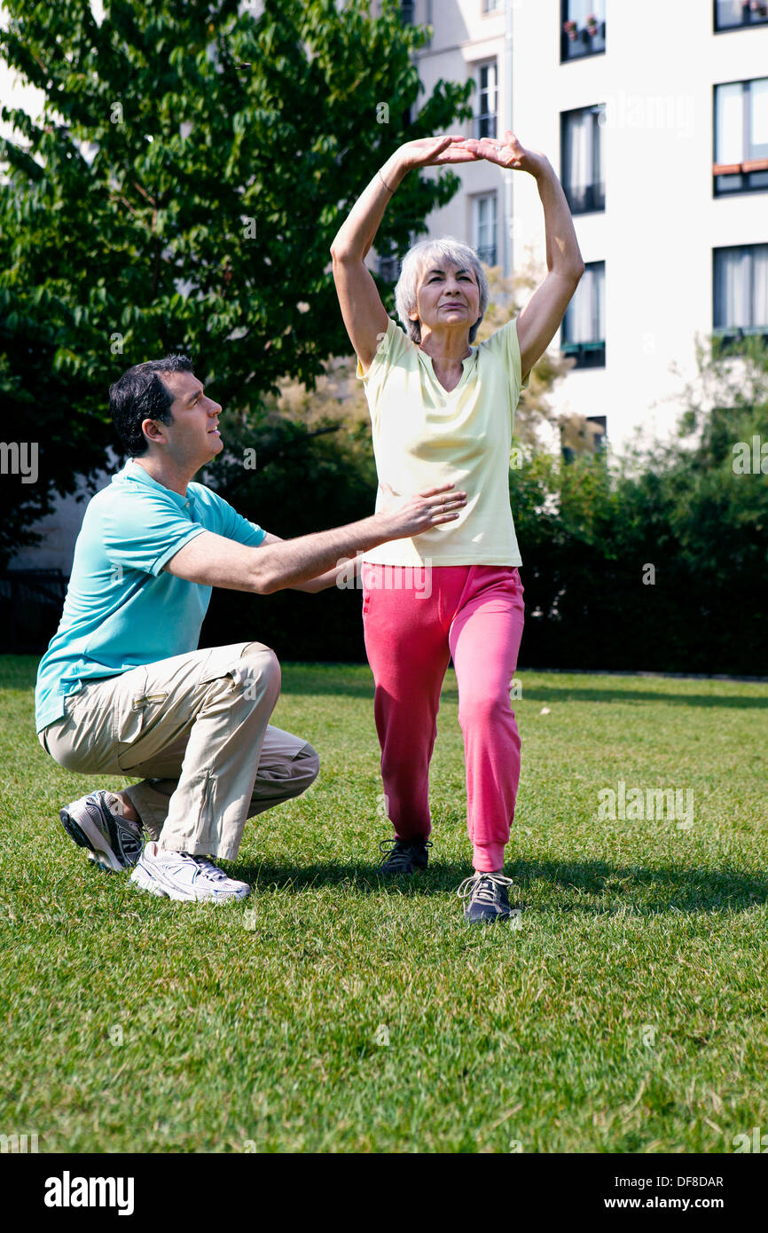 ELDERLY PERSON PRACTISING A SPORT Stock Photo - Alamy