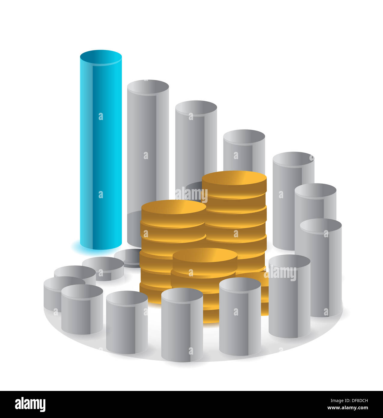 graph and stack of coins illustration design Stock Photo - Alamy