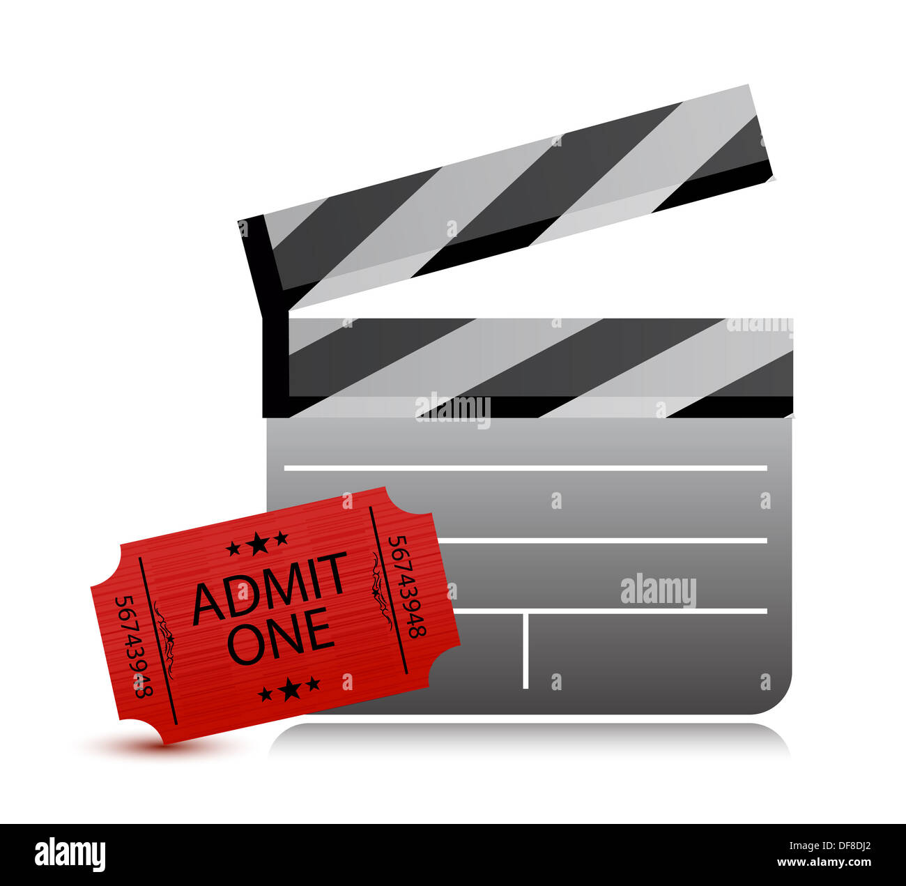 movie clapper board and movie tickets on white Stock Photo - Alamy
