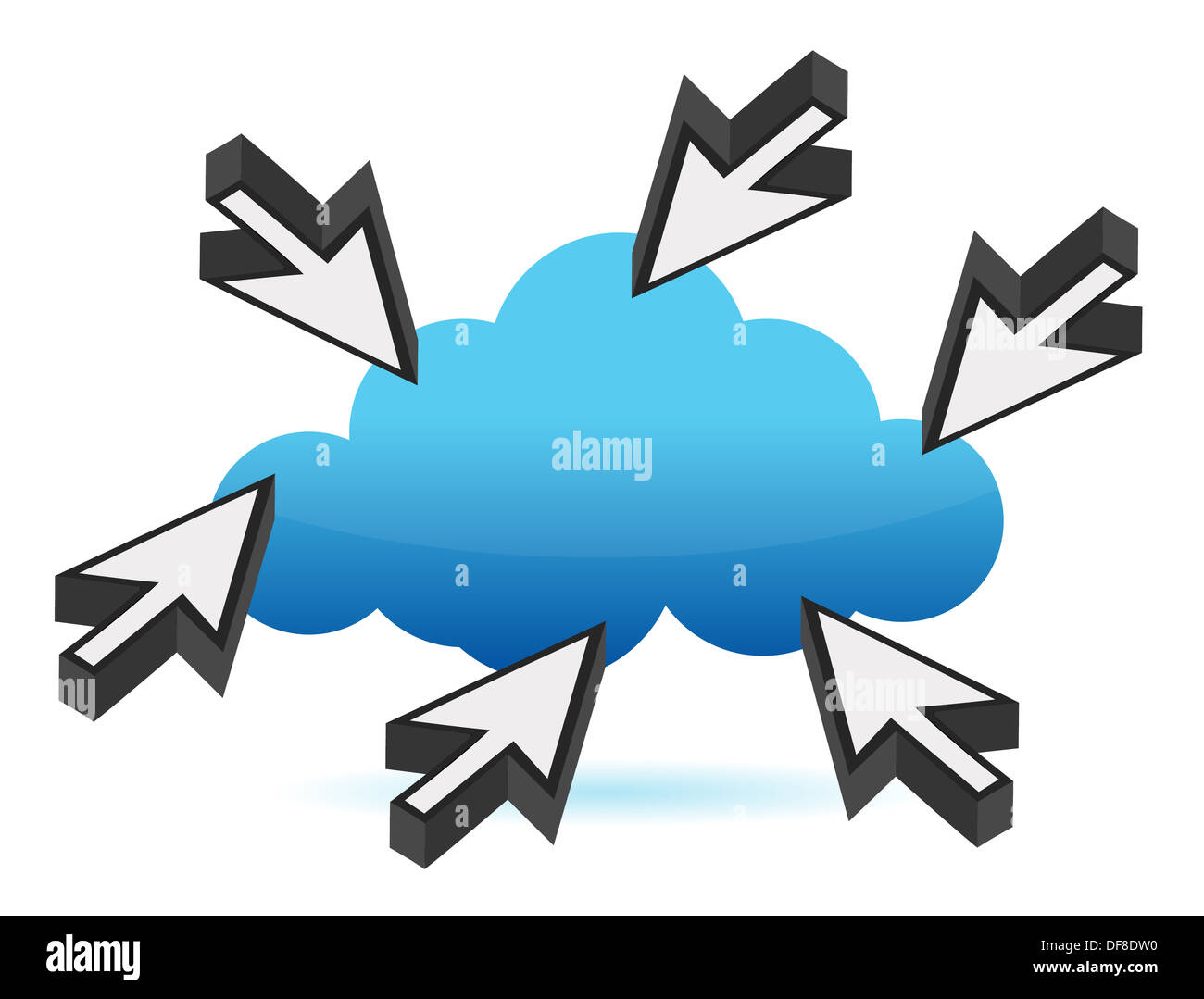 Cursor icons clicking on a cloud illustration design Stock Photo - Alamy