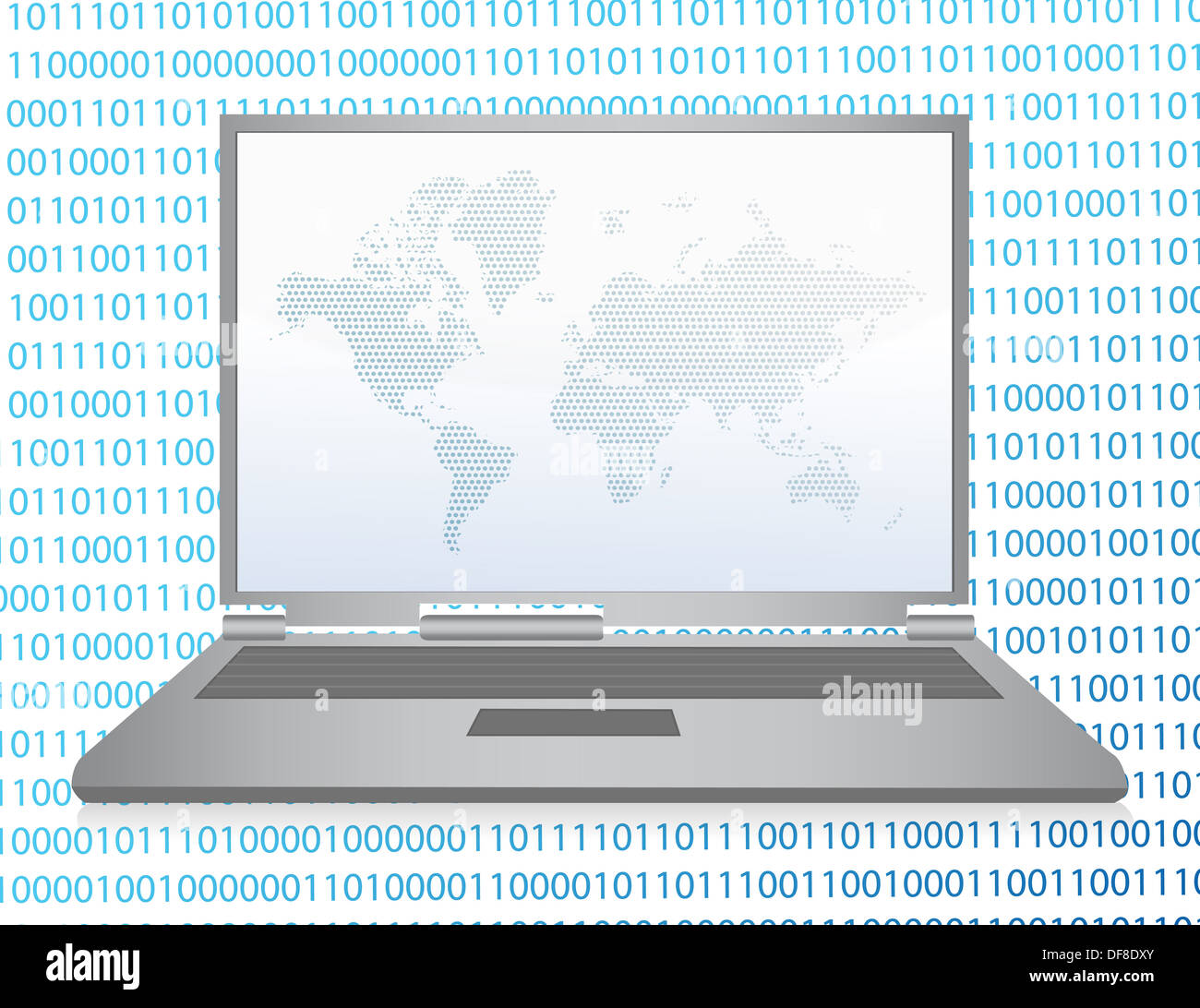 binary code laptop illustration design over white Stock Photo - Alamy